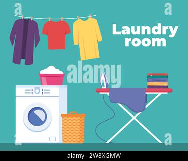 domestic clothes drying rack cartoon vector illustration Stock Vector ...