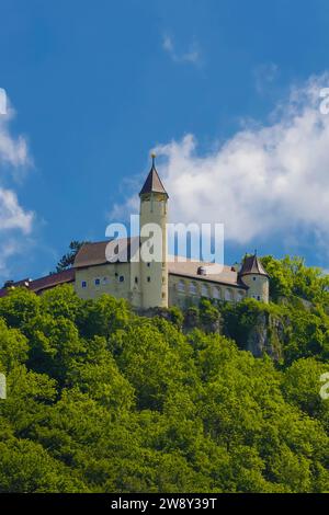 Teck Castle with hiking home of the Swabian Alb Association, hilltop ...