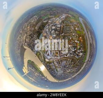 Aerial view, view of Oberkassel and Niederkassel, district 4, on the ...