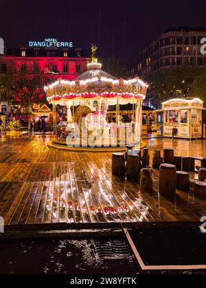 Geneva, Switzerland - December 1, 2023: Christmas market at the Quai du ...