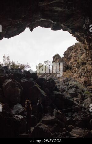 Lava tube cave in Lava Beds National Park, California, USA Stock Photo ...