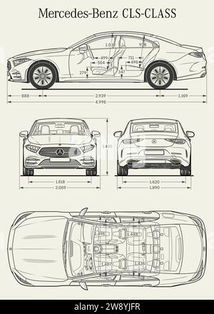 2020 Mercedes-Benz S Class car blueprint Stock Vector Image & Art - Alamy