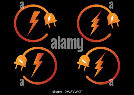 Power charging energy symbol, lightning electric plug icon vector Stock ...