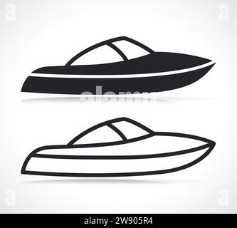 Travel motorboat icon outline vector. Outboard motor. Art engine Stock ...