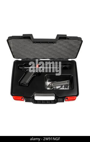 Classic semi-automatic pistol .22lr isolate on a white background ...