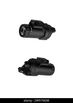 Modern LED flashlight with weapon mount. Underbarrel tactical ...