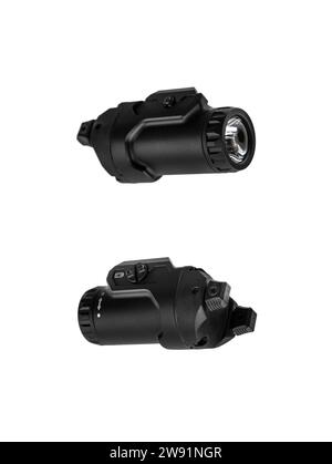 Modern LED flashlight with weapon mount. Underbarrel tactical ...