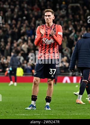 James Garner of Everton applauds the fans after the game during the ...
