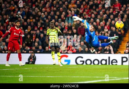Liverpool's Joe Gomez attempts a shot towards goal during the UEFA ...