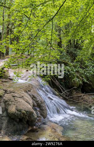 Cascade des Planches France Jura waterfall rock cliff tuff stone ...