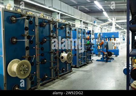 Industrial production of fiber optic cable for telecommunication ...