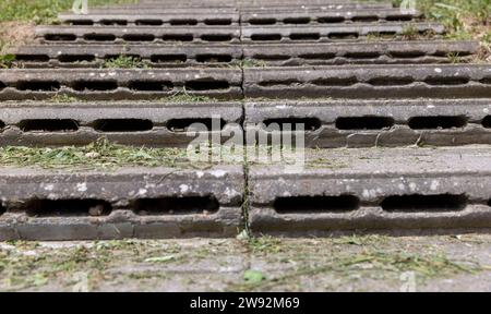 concrete steps of a homemade staircase made of blocks, building blocks ...