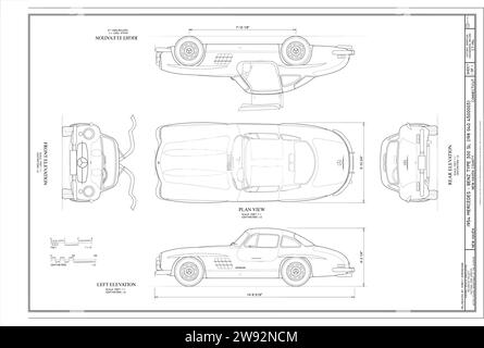 1954 Mercedes-Benz Type 300 SL car blueprint Stock Vector Image & Art ...