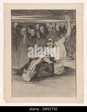Capitalist and worker, Jan de Waardt, 1881 - 1899 drawing Two men ...