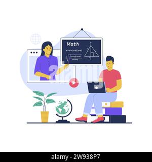 Student learning math isolated illustration Stock Vector Image & Art ...