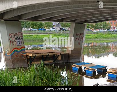 Swimming platform under the Kroonuaia Bridge, Tartu, Estonia Stock ...