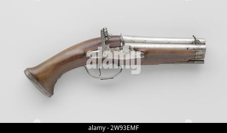Flintlock pistol with five barrels for superimposed loads. firing a ...