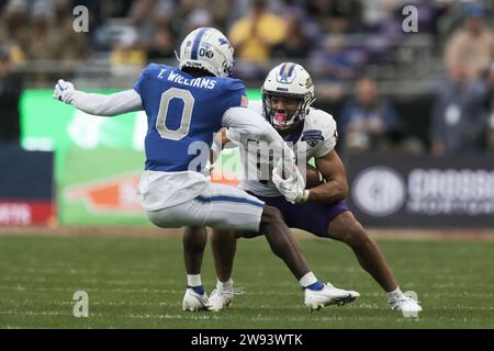 James Madison wide receiver Elijah Sarratt (13) warms up before the ...