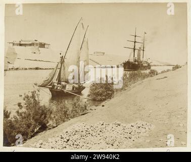 Sailing ships in the Suez channel, c. 1890 - c. 1910 photograph ...