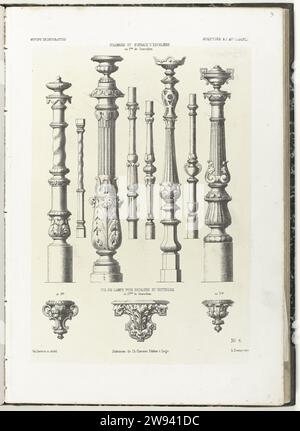 Columns and balusters of stairs, c. 1866 - c. 1900 drawing At the top ...