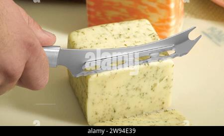 Cheese block-Whole cheese block transformed with finesse, as a skilled ...