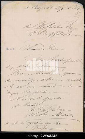 Letter to Frans Buffa and Zonen, Willem Bastiaan Tholen, 1887 letter ...
