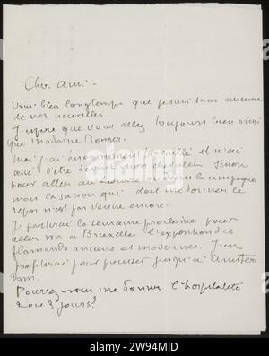 Letter to Andries Bonger, Émile Bernard, 1892 letter Aven bridge paper ...