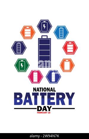 National Battery Day Vector illustration. February 18. Suitable for ...