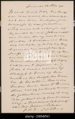 Letter to Jan Veth, Julius Christiaan van Deventer, 1891 letter ...
