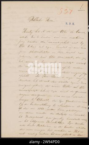 Letter to Christiaan Kramm, Popko van Groningen, 1861 letter Deventer ...