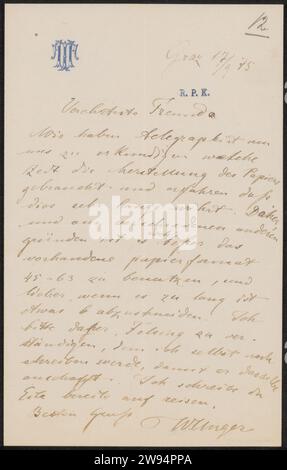 Letter to Frans Buffa and Zonen, William Unger, 1875 letter Vienna ...