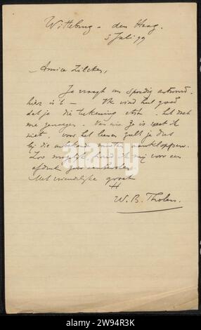 Letter to Philip Zilcken, Willem Bastiaan Tholen, 1885 letter Match ...