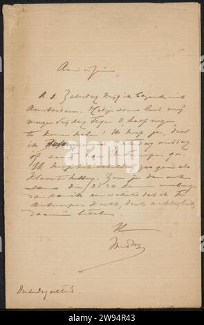 Letter to Philip Zilcken, 1867 - 1921 letter paper. ink writing ...