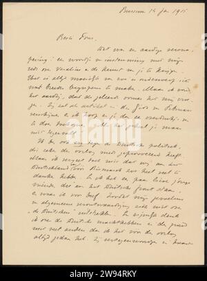 Letter to Alphons Diepenbrock, Jan Veth, 1906 letter Bussum ink writing ...
