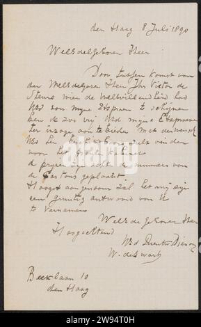 Letter to Johan Philip van der Kellen, Philip Zilcken, 1893 letter The ...