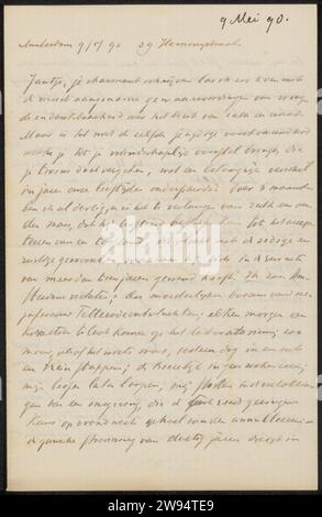 Letter to Jan Veth, Chap van Deventer, 1890 letter Amsterdam paper. ink ...