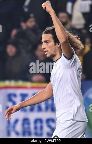 Lazio's Matteo Elias Guendouzi Olie', left, and Parma's Emanuele Valeri ...