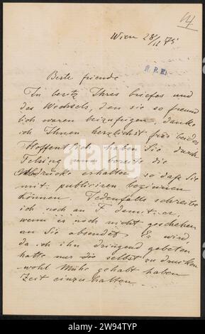 Letter to Frans Buffa and Zonen, William Unger, 1877 letter Vienna ...