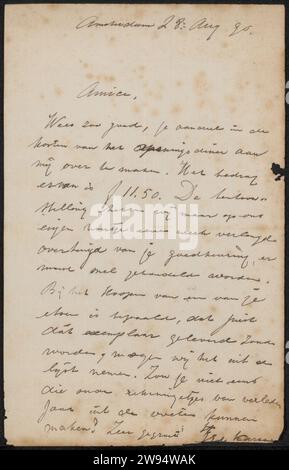Letter to Philip Zilcken, 1890 letter Amsterdam ink writing (processes ...