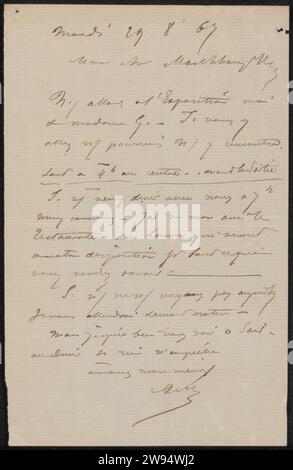 Letter to Jan Hendrik Maschaupt, Adolphe Mouilleron, 1873 - 1874 letter ...