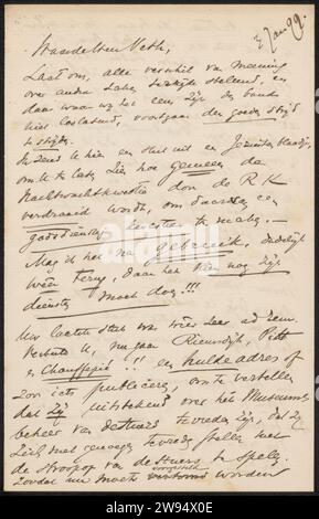 Letter to Jan Veth, Abraham Bredius, 1890 letter paper. ink writing ...