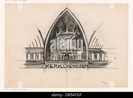 Church interior with pastor behind the pulpit, Reinier Willem Petrus de ...