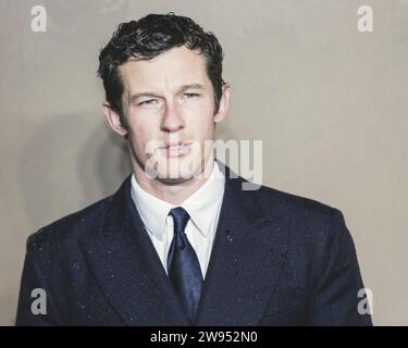 Callum Turner attends the premiere of "The Boys in the Boat" on Monday ...