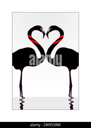 Flamingos' curving necks form the shape of a heart as they stand in ...