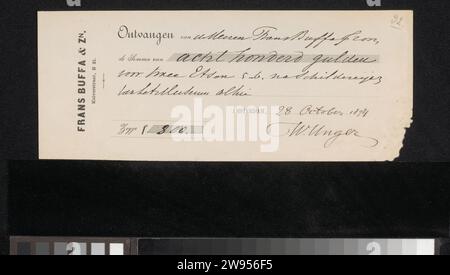 Receipt for William Unger, Frans Buffa and Sons, 1874 Amsterdam paper ...