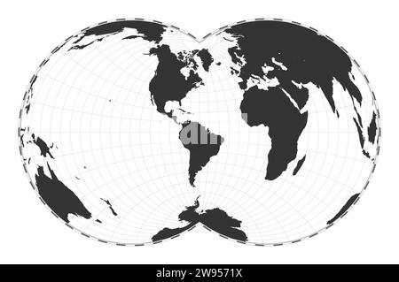 Vector world map. Nicolosi globular projection. Plain world ...