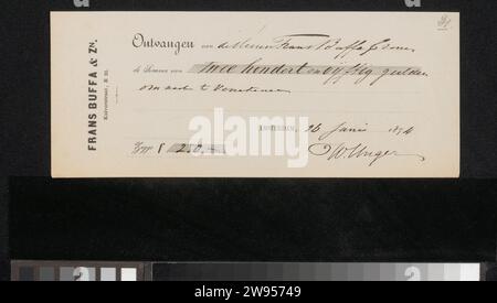 Receipt for William Unger, Frans Buffa and Sons, 1874 Amsterdam paper ...