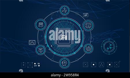 Virtual infographics on the topic of artificial intelligence, machine ...