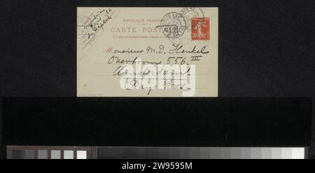 Postcard to Max Dittmar Henkel, Piet Mondriaan, 1932 Paris cardboard ...