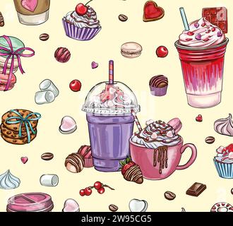 Strawberry and heart cookie seamless pattern Stock Vector Image & Art ...